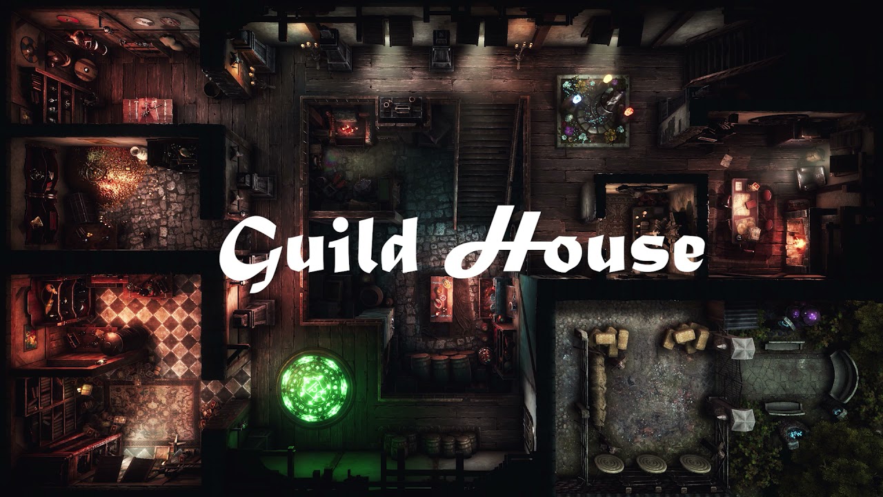 Animated Dungeon Maps - GUILD HOUSE battlemap - YouTube