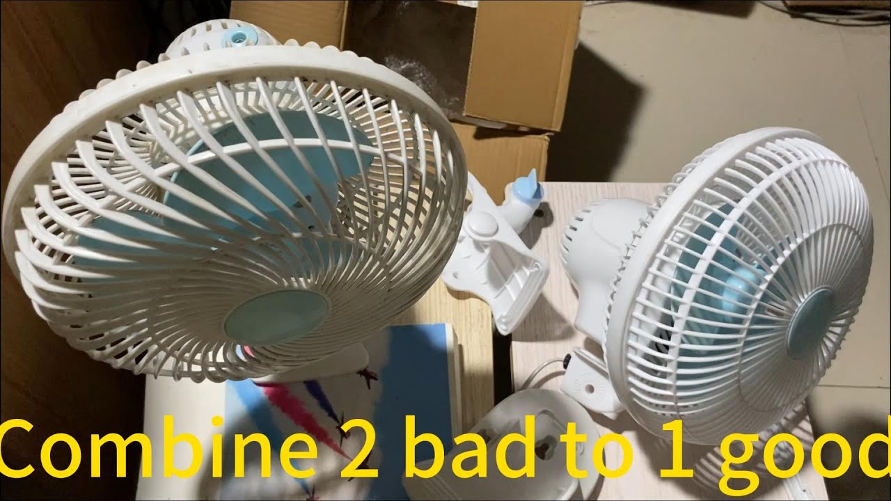 Combine two broken fans into one good, easy repair electric table fan ...