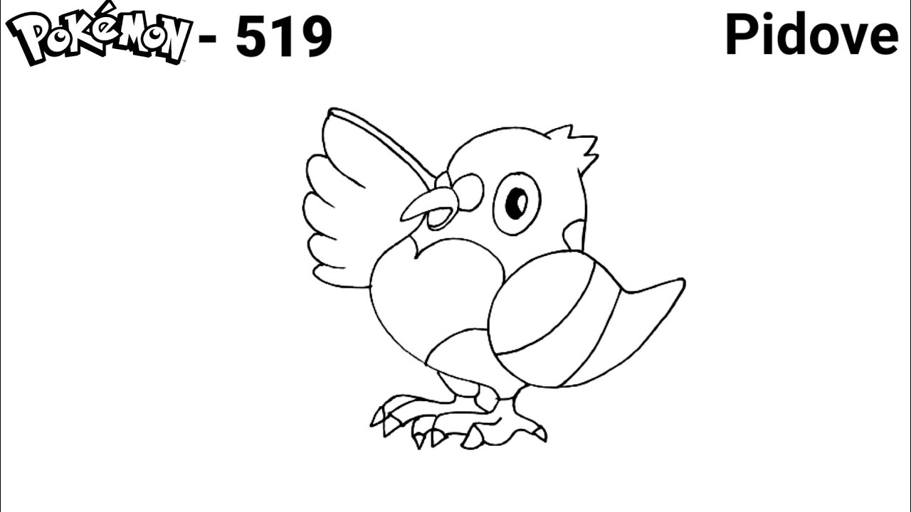 Pidove Drawing | How To Draw Pokemon No 519 - YouTube