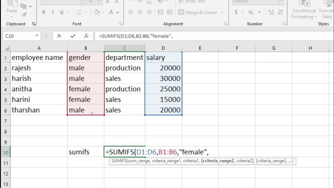 How to use the SUMIFS function in Microsoft Excel Tamil | Tech pro code Tamil |Excel Tutorials ...