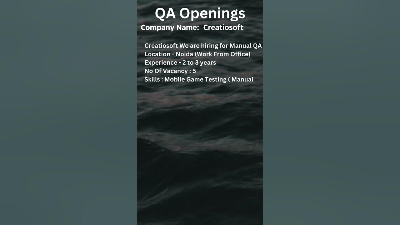 Qa Job Opening For Manual Testing Manualtesting Selenium Viral Automation Qa Yt Ytshorts