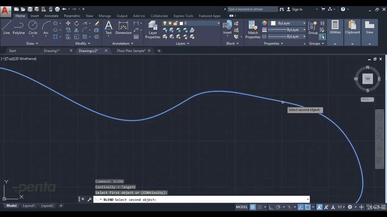 48 Blend Curves AUTODESK AUTOCAD 3D DRAWING TECHNIQUES - YouTube
