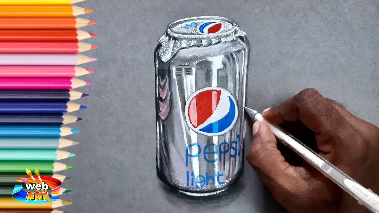 3d Pepsi can, Drawing of a Pepsi can, How to draw 3D Art, web art#28 ...