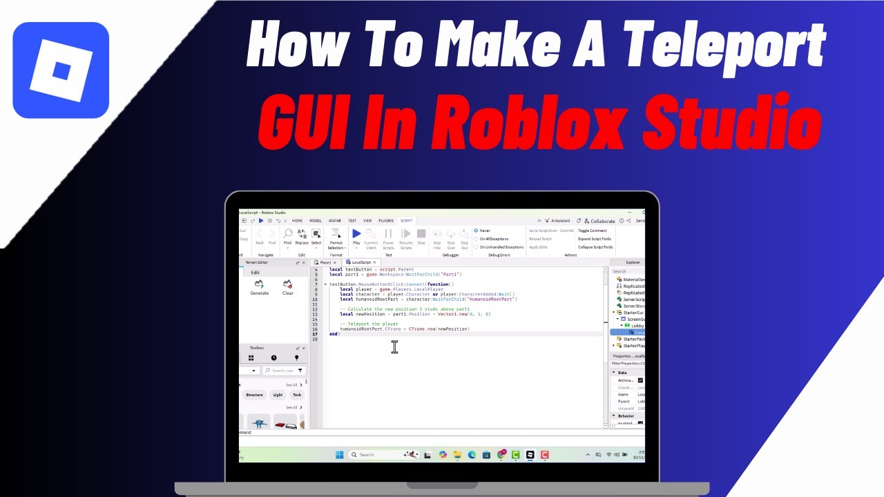 How To Make A Teleport GUI In Roblox Studio - YouTube
