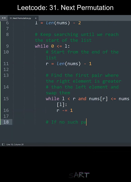 Leetcode 31 Next Permutation In Python Python Leetcode Python 