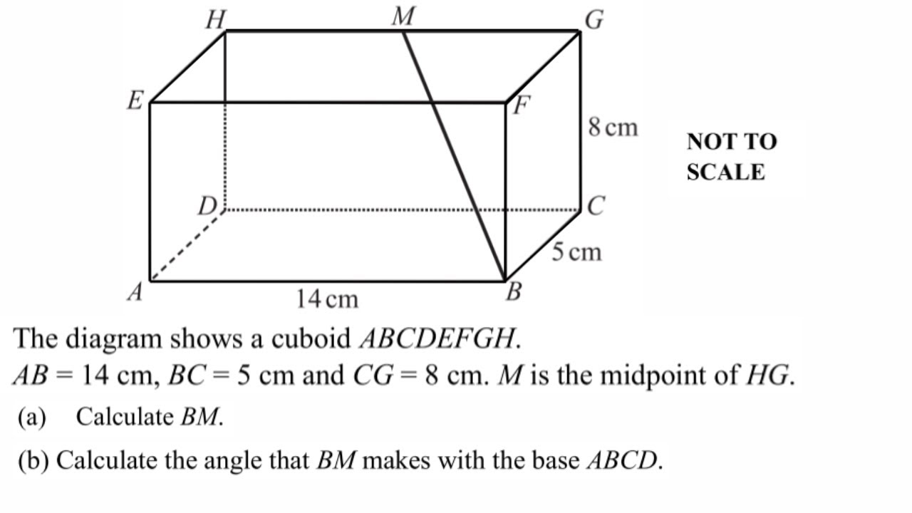 The Diagram Shows A Cuboid ABCDEFGH AB 14 Cm BC 5 Cm And CG 8