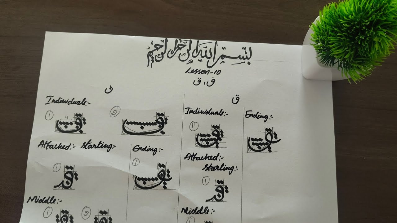 Free online Arabic calligraphy class in Thuluth script | Lesson 10 | ف،ق - YouTube