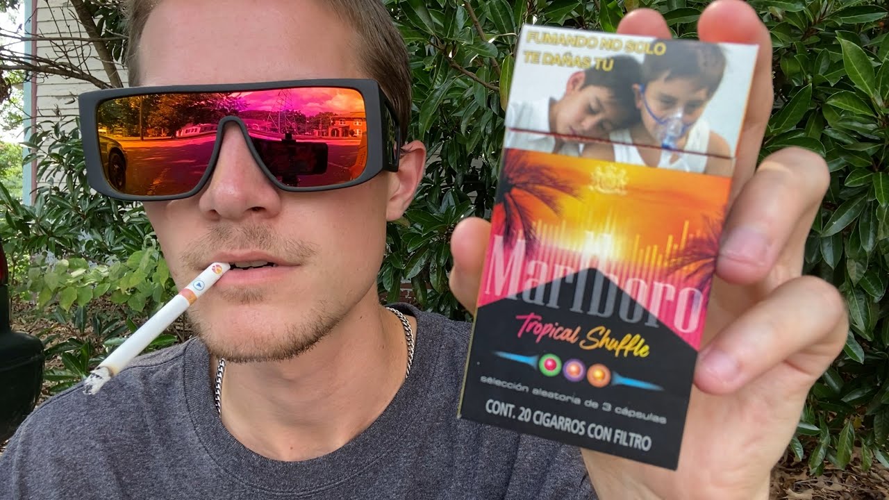 Smoking a Marlboro Tropical Shuffle Flavored Cigarette - Review - YouTube