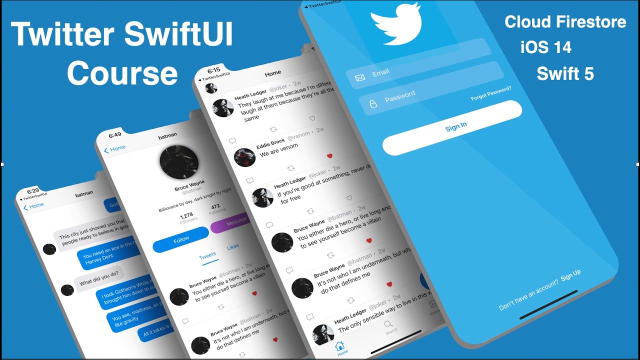 Build A Twitter Clone With SwiftUI & Cloud Firestore | iOS 14 & Swift 5 | MVVM - YouTube
