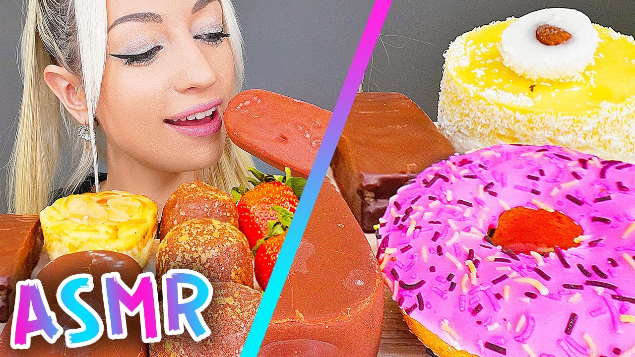 Asmr Mukbang 먹방 Chocolate Cake Ice Cream Strawberry Donuts Dessert