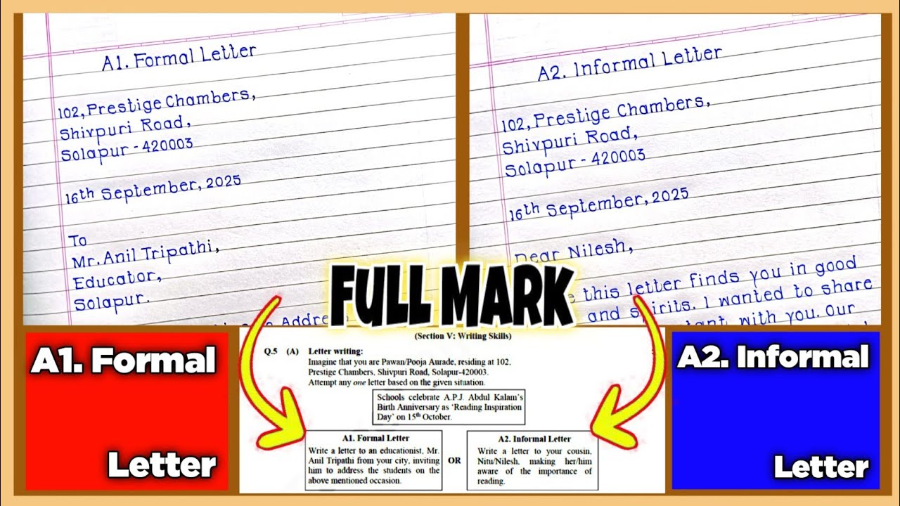 Formal & Informal letter writing in english class 10 | letter writing ...