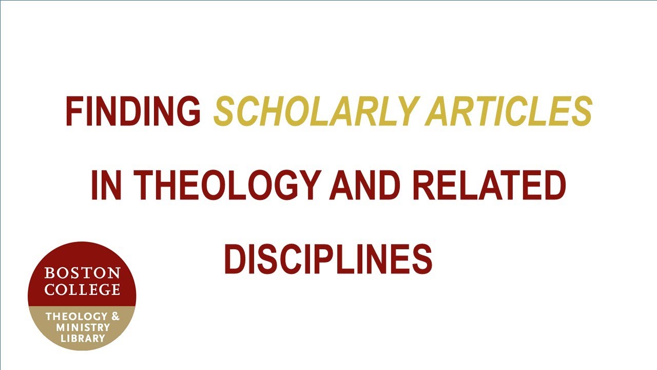Finding scholarly articles in theology and related disciplines - YouTube