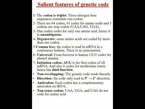 SALIENT FEATURES OF GENETIC CODE| MOLECULAR BASIS OF INHERITANCE ...