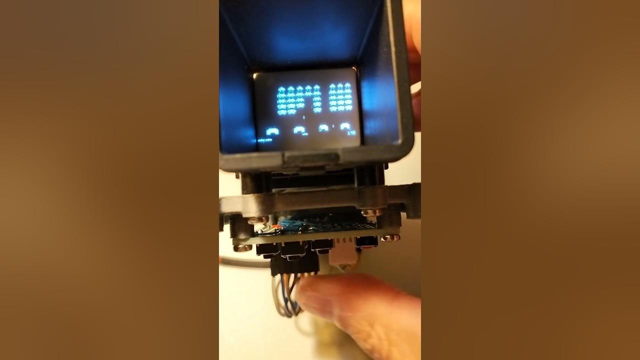 Playing space invaders on DIY Arduino based CRT viewfinder arcade consolle - YouTube