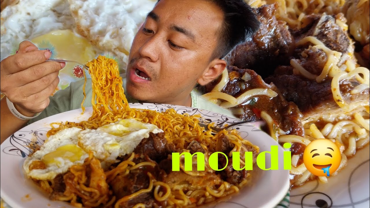 Eating Moudi with Spicy Korean Noodles Cooked in a Verry Simple n ...