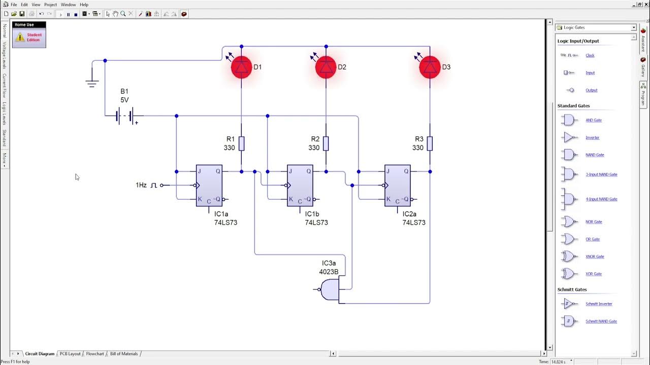 Mod 7 Counter แบบอะซิงโครนัส (Asynchronous Counter) โดยใช้ JK Flip-Flop ...
