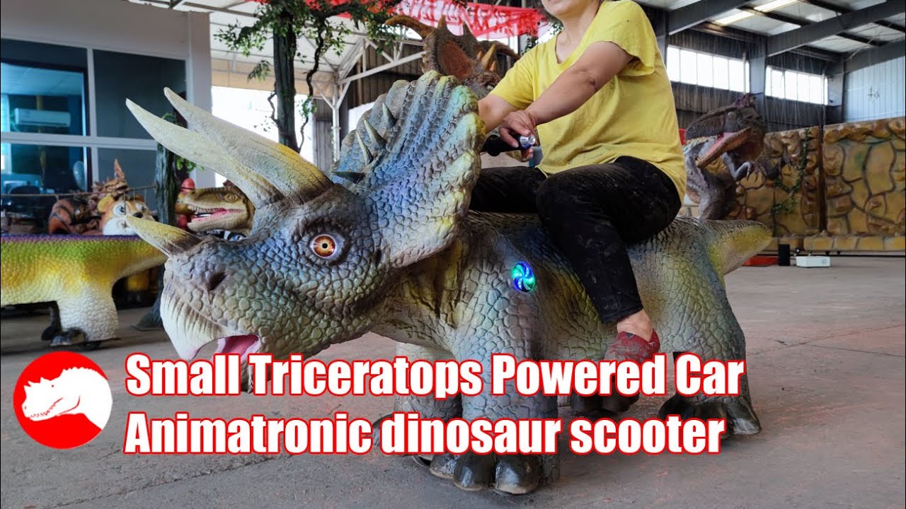 Animatronic Dinosaur Riding Scooter - Small Powered Triceratops Car ...