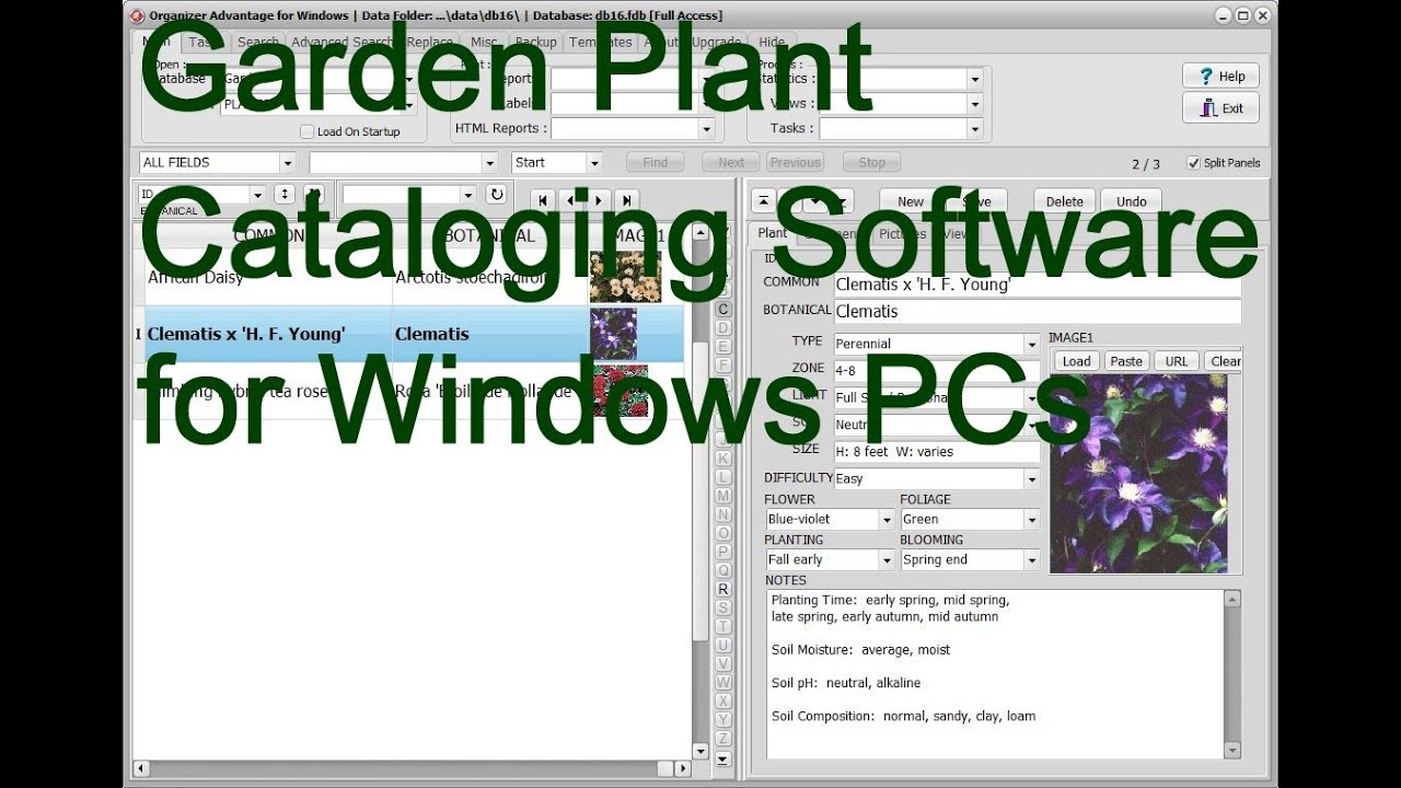 Garden Plant Cataloging Software for Windows PCs - YouTube