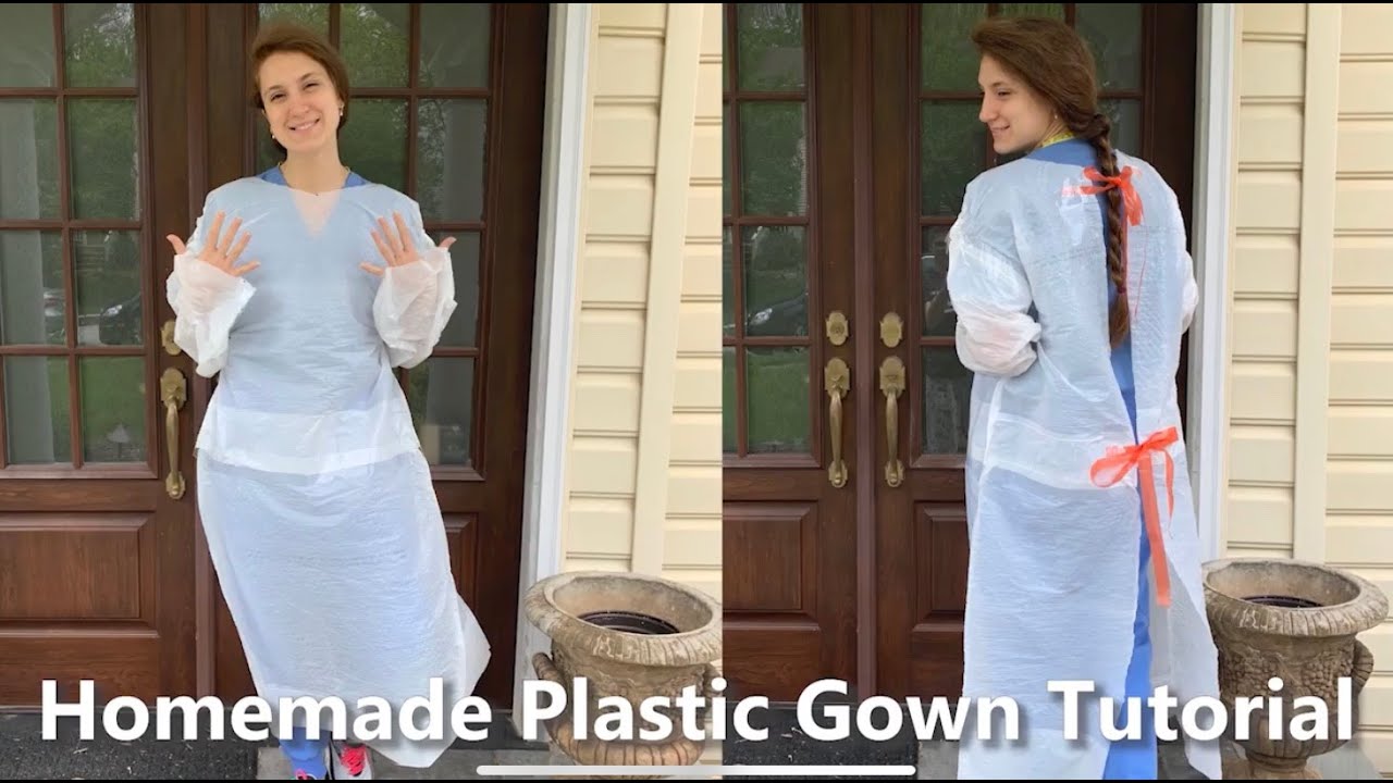 DIY PLASTIC GOWN TUTORIAL WITH THUMB HOLES & BACK TIES - YouTube