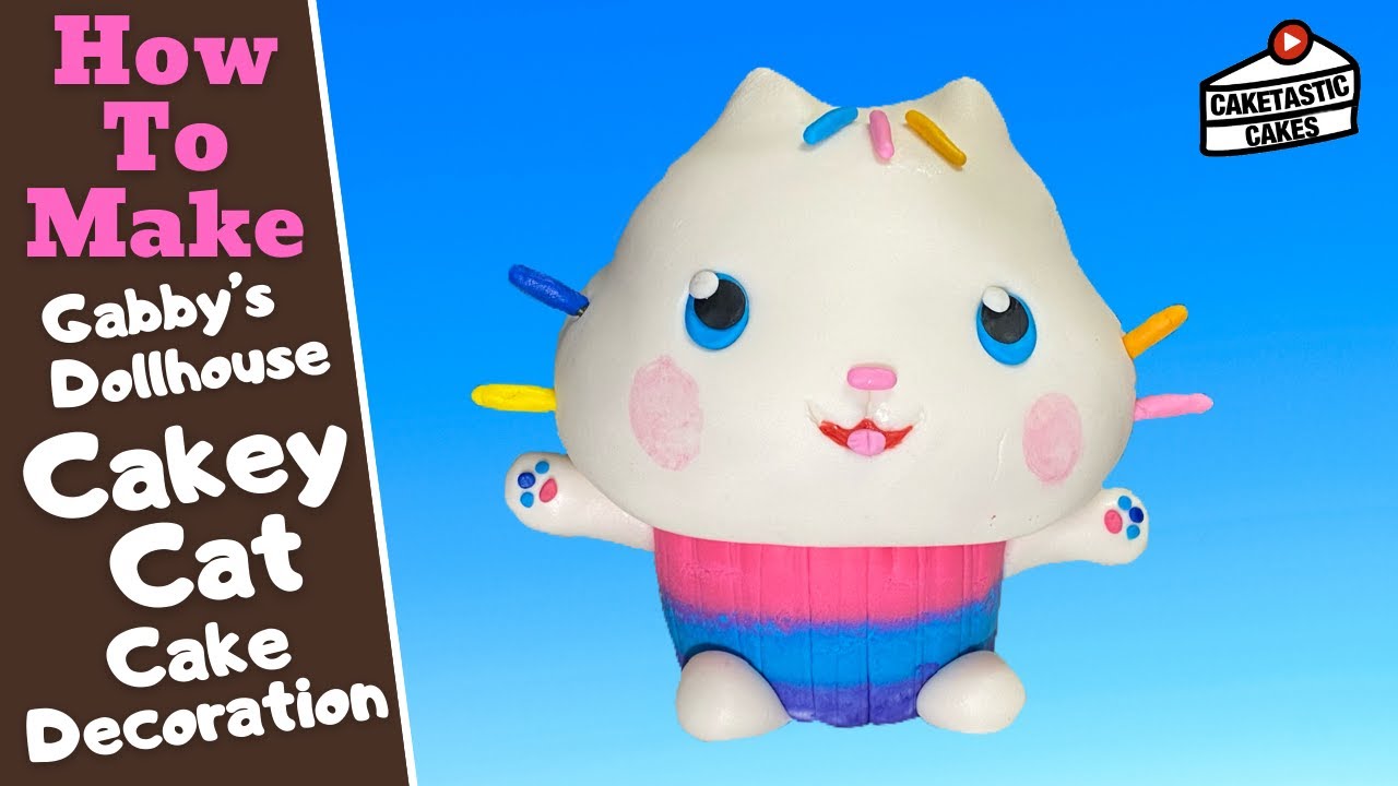 Cakey Cat Cake Topper - Gabby's Dollhouse Cake Tutorial How to Make ...