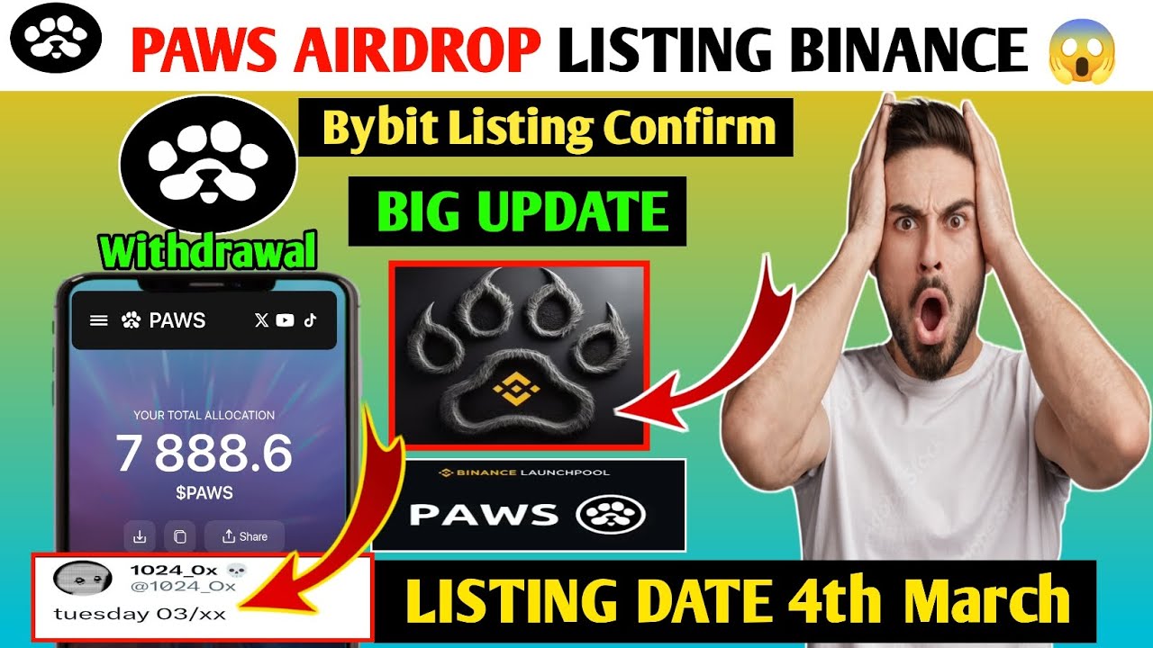 PAWS Airdrop Listing Date 03/xx 🤔 Listing Date 4th March | Paws List ...