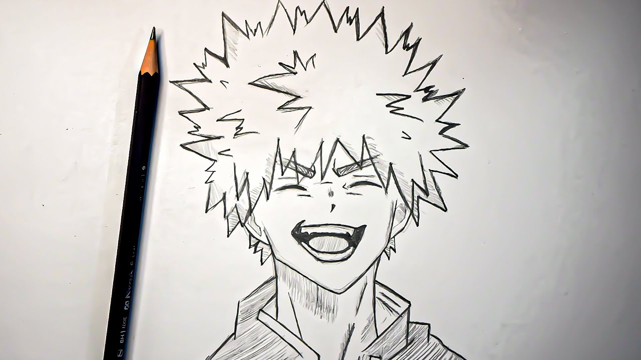 Step-by-Step Anime Drawing Tutorial: Katsuki Bakugo from My Hero ...