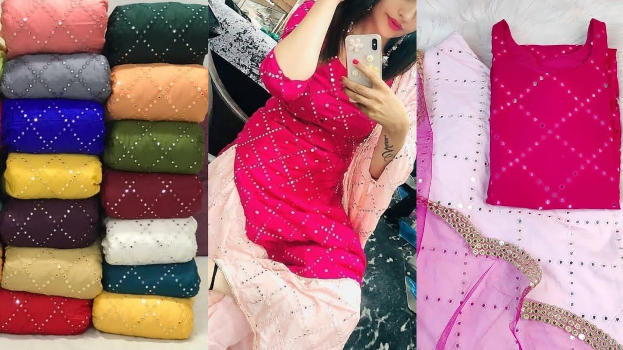 Mirror work suit design | Salwar suit design | Mirror work | Plain ...