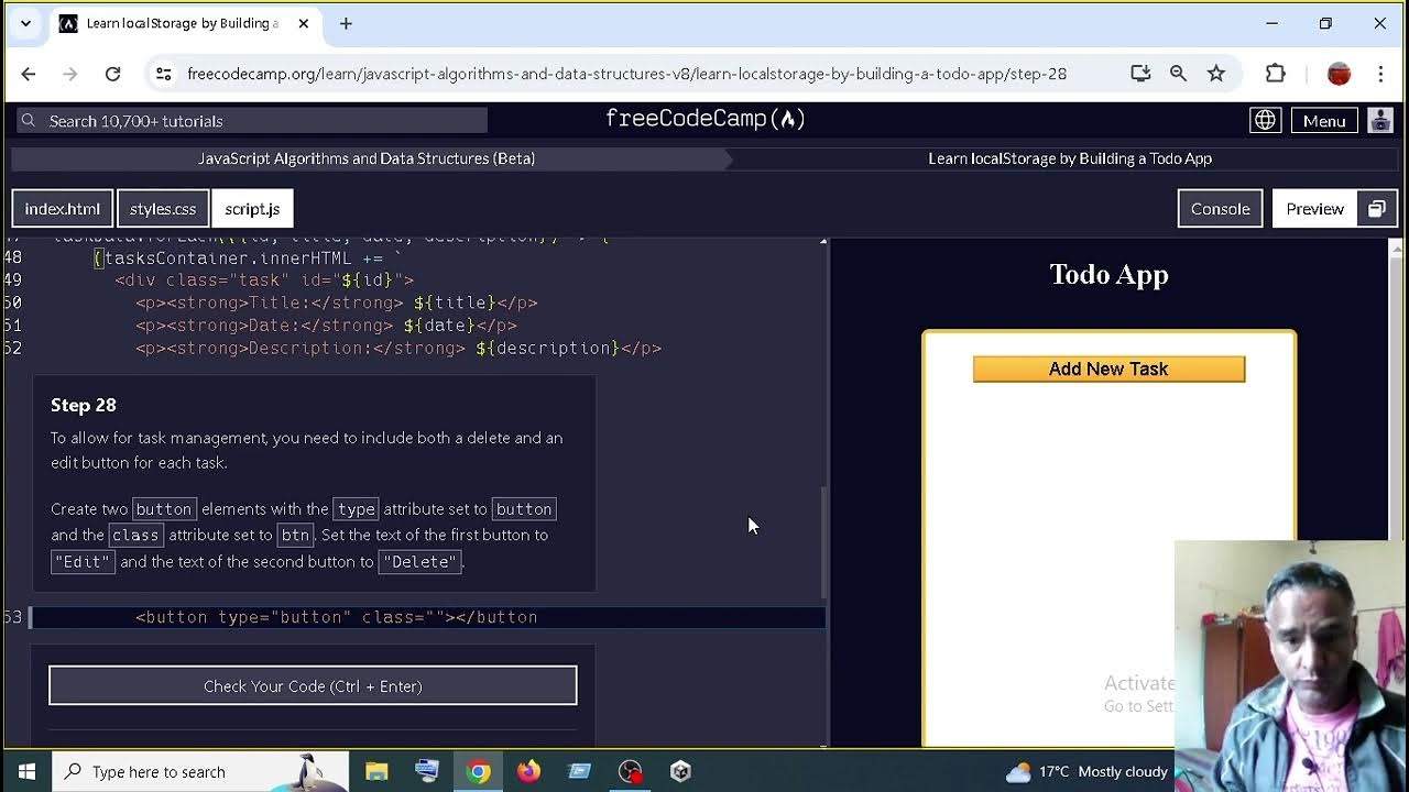 Learn localStorage by Building a Todo App step 28. - YouTube