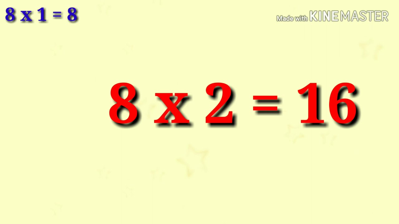 Learn Multiplication table of 8 | 8 table | Eight table | 8 x 1 = 8 | 8 ...