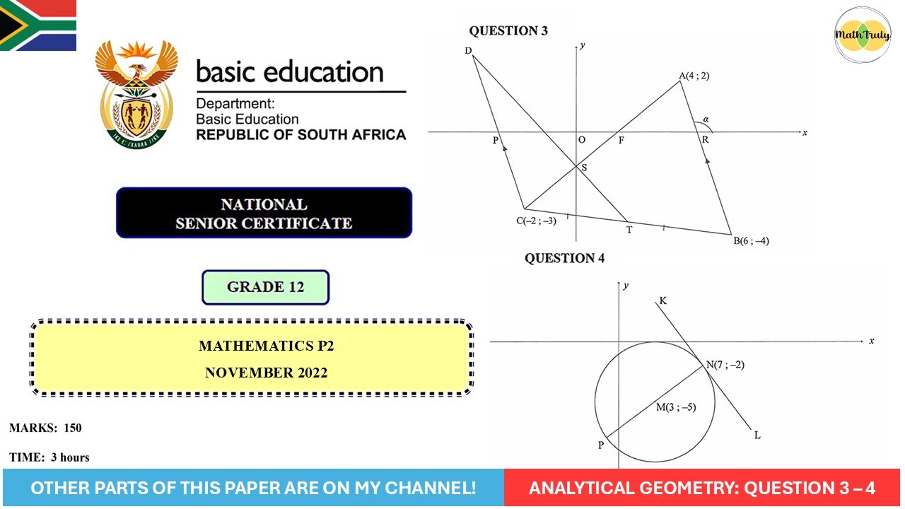 Analytical Geometry Maths Paper 2 November 2022 Question 3 - 4 - YouTube