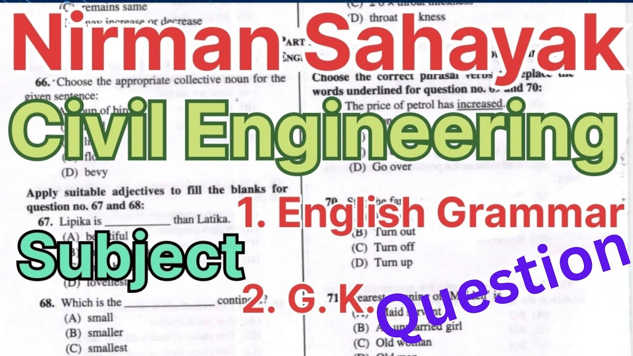 Nirman Sahayak Previous Year Question Civil Engineering - YouTube