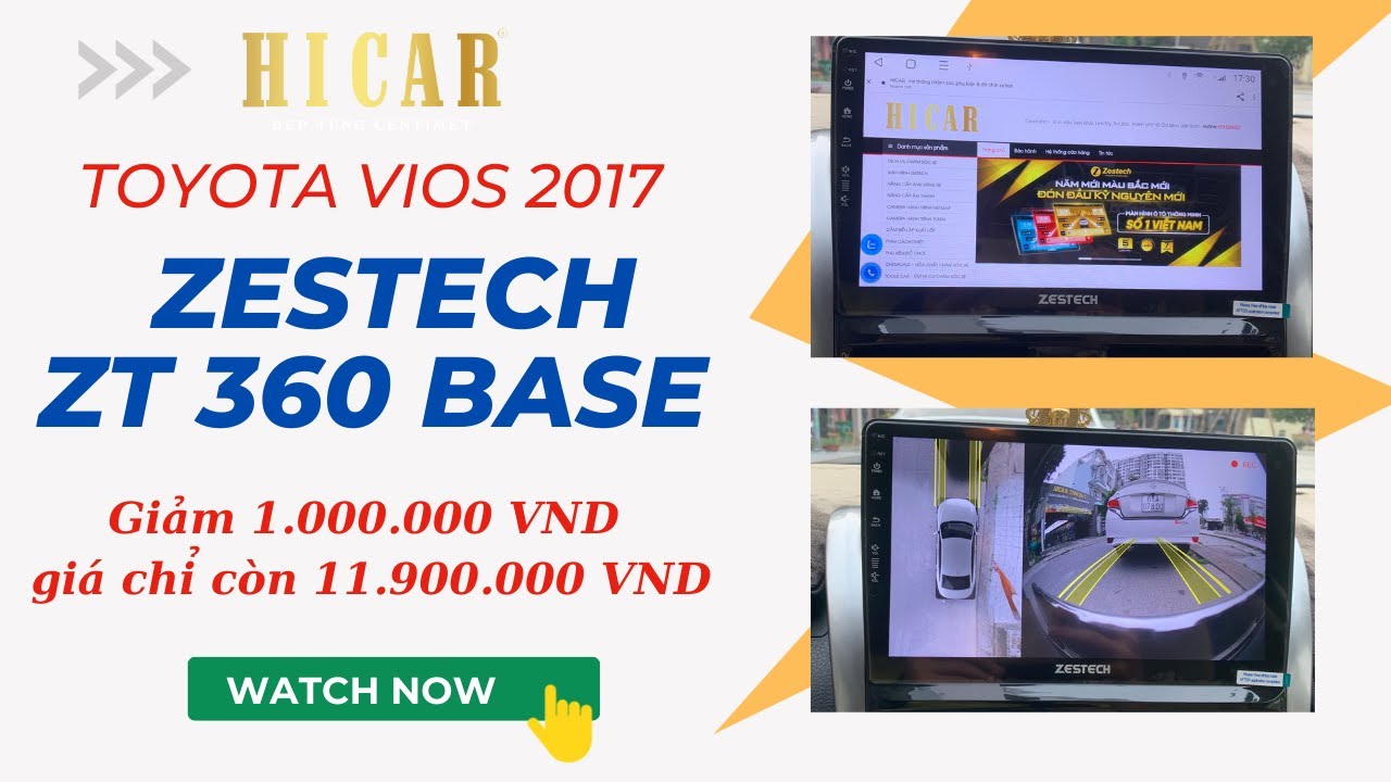 XE VIOS 2017 LẮP MÀN ZESTECH ZT360 BASE | MÀN LIỀN CAM 360 TÍCH HỢP TẮT ...