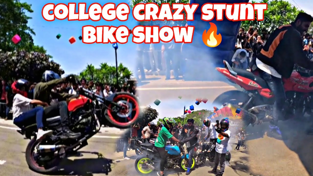 Crazy reaction👀 stunt bike show at college indore #stuntvideo # ...