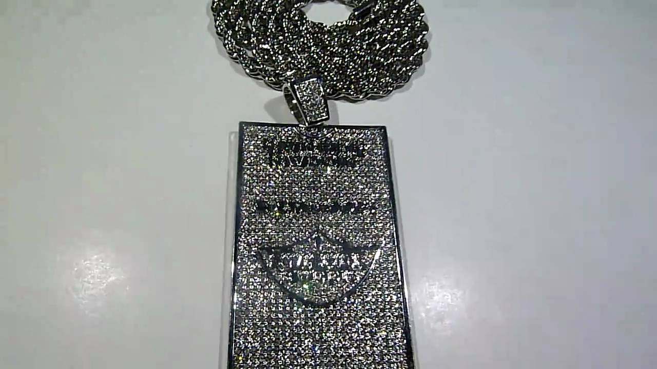 (SOLD) Lab Made Diamond "SWISHER" Cigarillo Box pendant/charm! 36" Rope ...