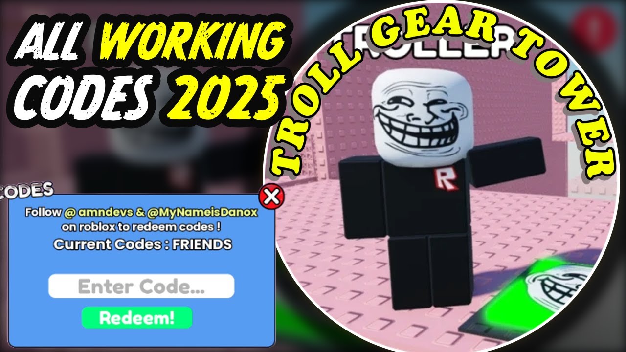 Troll Gear Tower Codes June 2025 ⚠️New⚠️ ALL WORKING CODES Roblox Troll ...