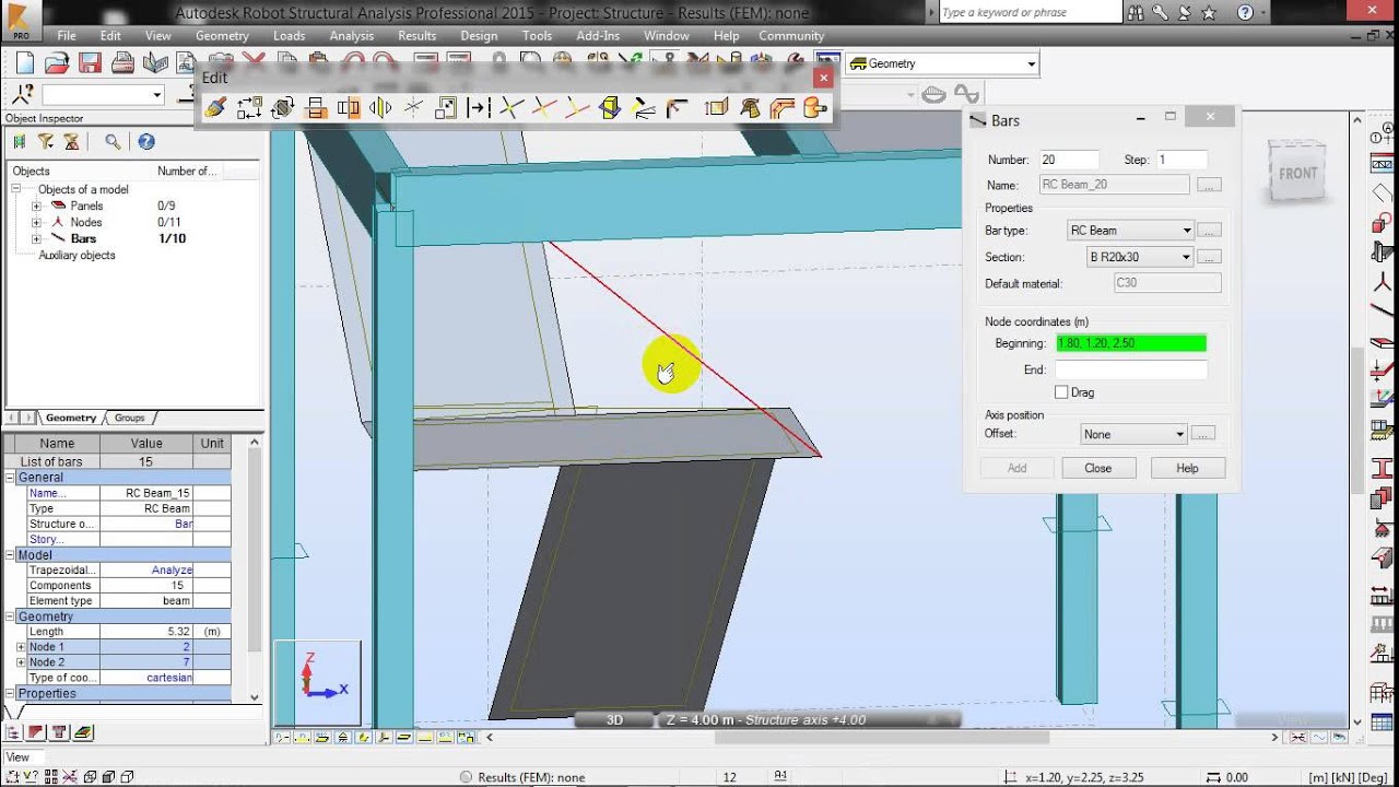 Model stair on autodesk robot - YouTube