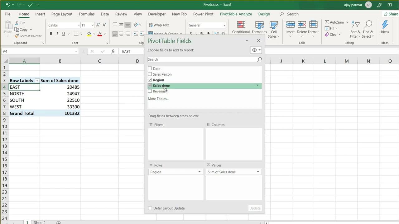 Learn Excel Hindi Pivots L21 Youtube