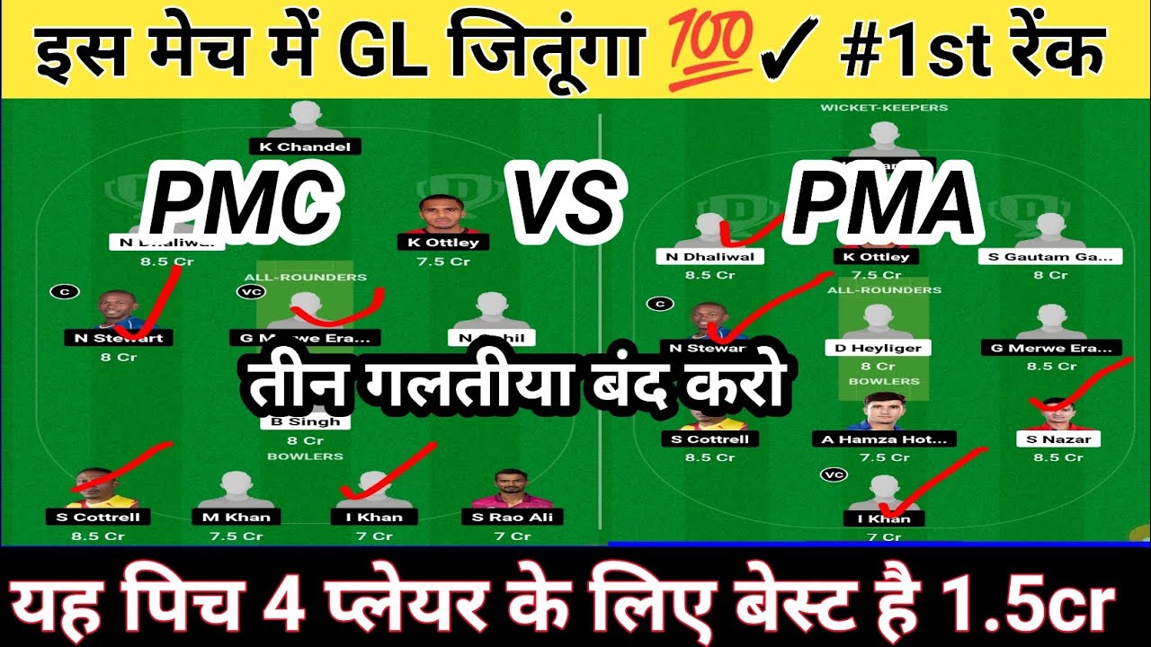 PMC VS PMA dream 11 prediction, PMC VS PMA dream 11 team today, PMC VS ...