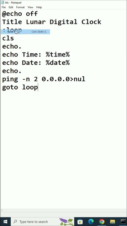 Notepad Date and Clock Coding | Lunar Computer College - YouTube