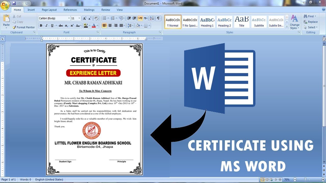 Experience Certificate Design in Ms Word || Word me Experience ...