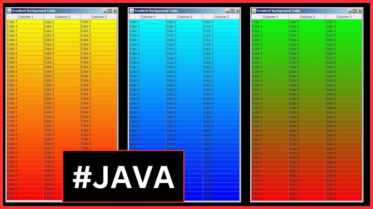 Java How To Create A Jtable With Gradient Background Color With Source Code Youtube