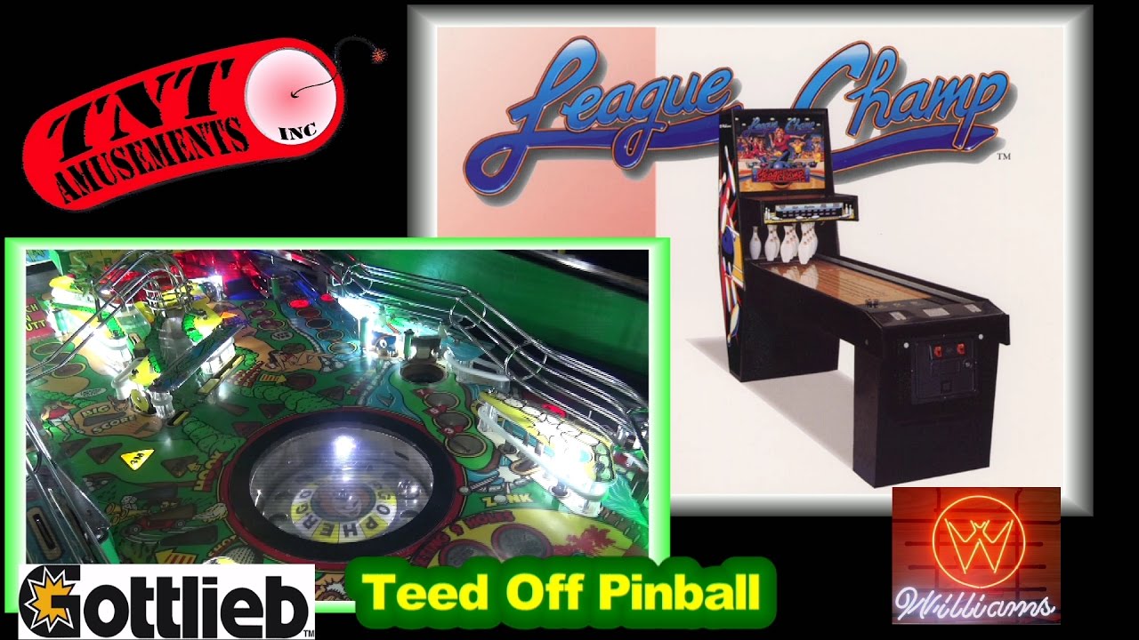 #1231 Williams LEAGUE CHAMP Shuffle Bowling Alley & Gottlieb TEED OFF ...