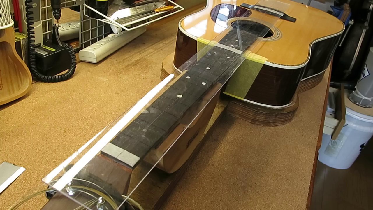 Checking neck angle and straightness for neck reset on Martin HD-28 ...