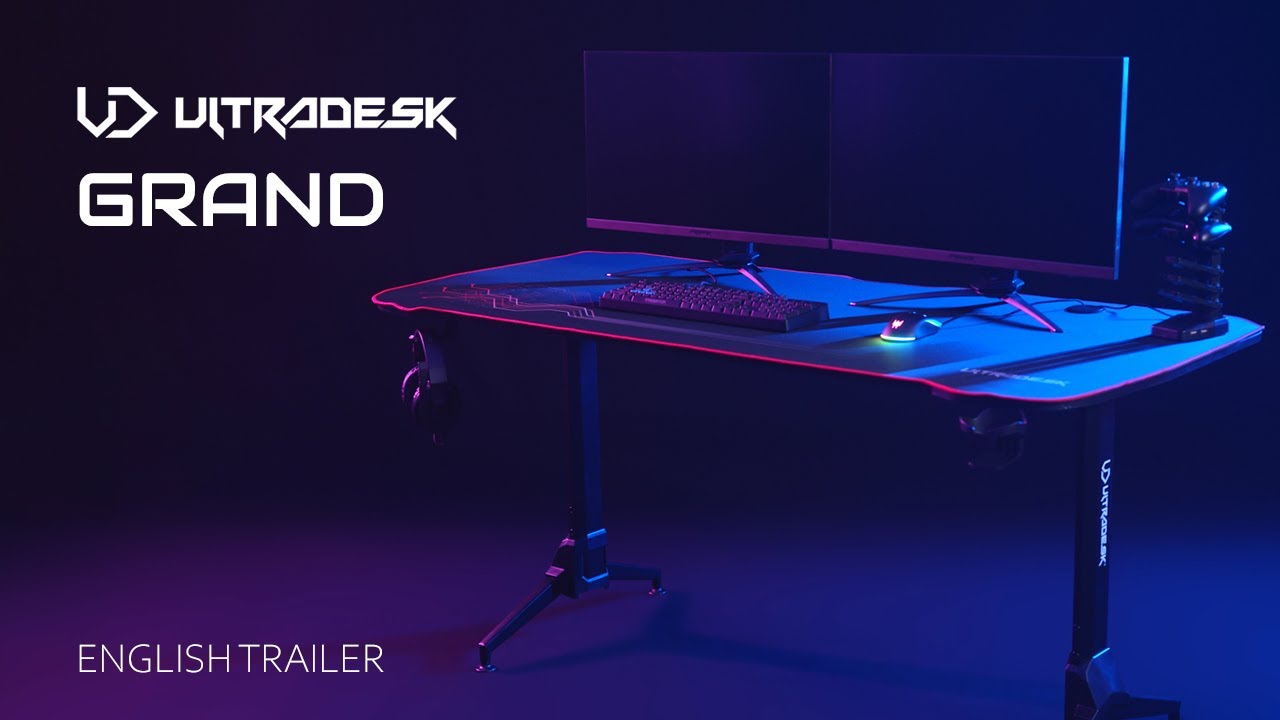 Ultradesk GRAND - Large Gaming Desk for 3 monitors - English Trailer ...