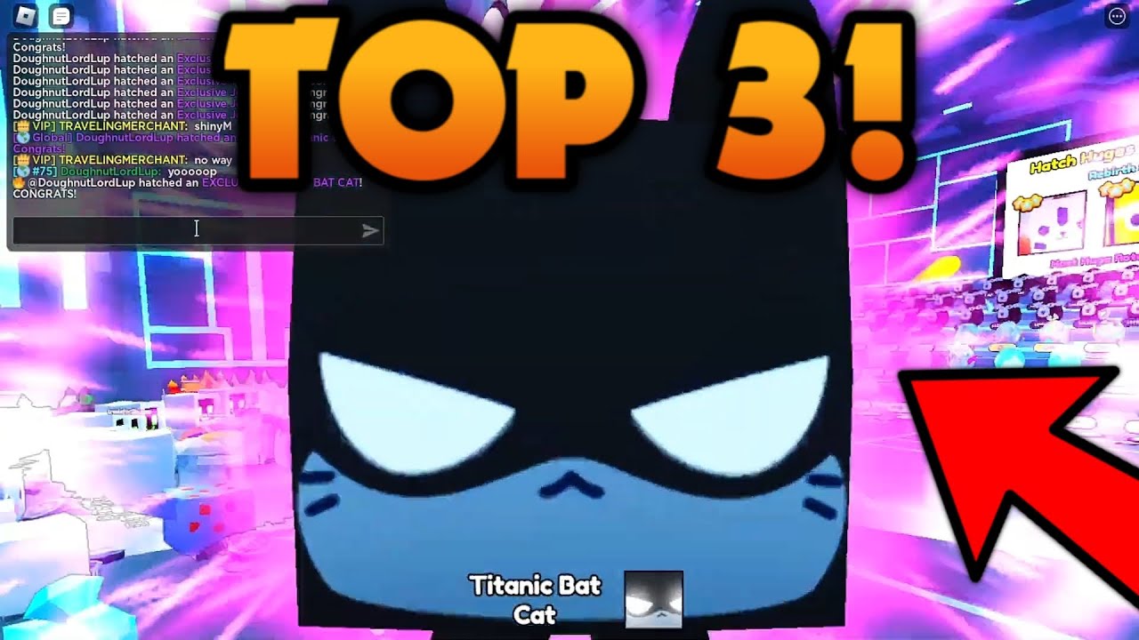 Top 3 YouTubers Hatching TITANIC BAT CAT! 🦇😺 | Pet Simulator 99 Roblox ...