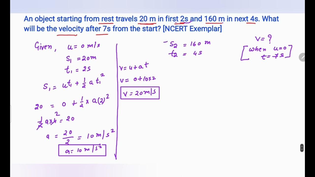 An object starting from rest travels 20 m in first 2s and 160 m in next ...
