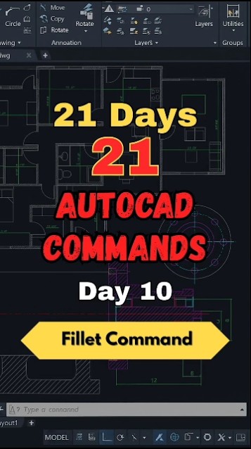 Day 10 How to Use Fillet Command in AutoCAD | AutoCAD Fillet Tutorial ...