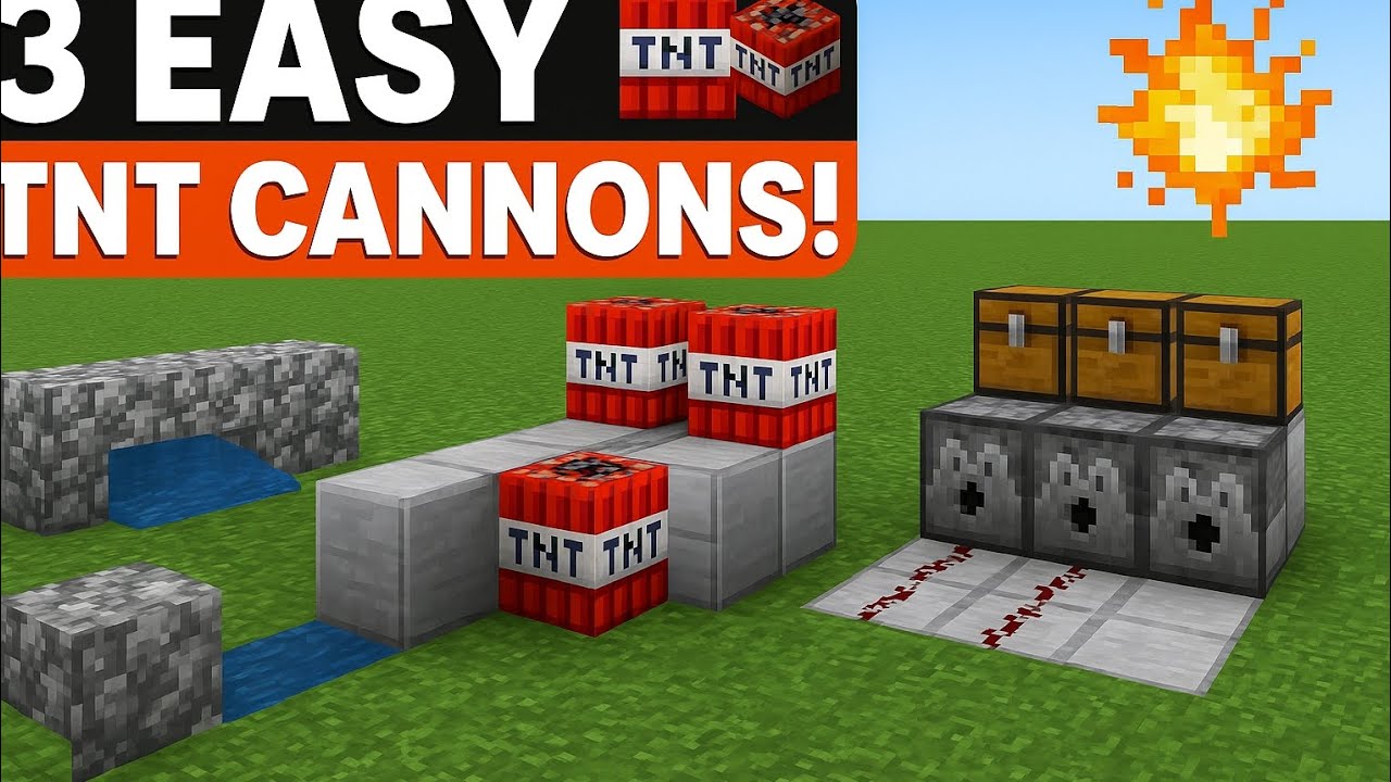 3 EASY TNT Cannon for Minecraft Bedrock (Tutorial) - YouTube