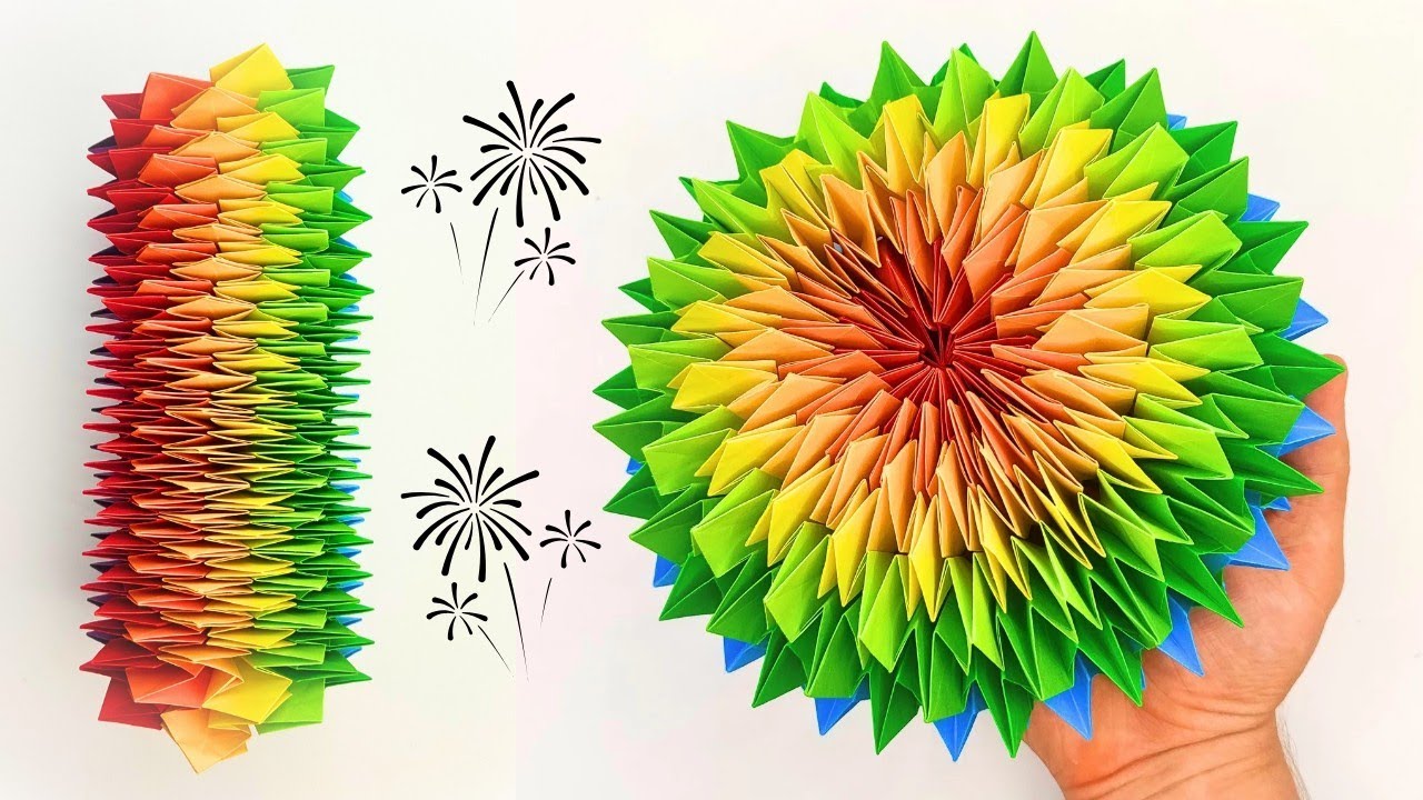 Origami SUPER FIREWORKS | How to make a paper fireworks | Paper craft ...
