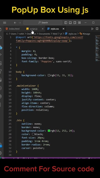 Popup Box Using Html Css Javascript Braincoder Coding Html Shortvideo Viral Youtube